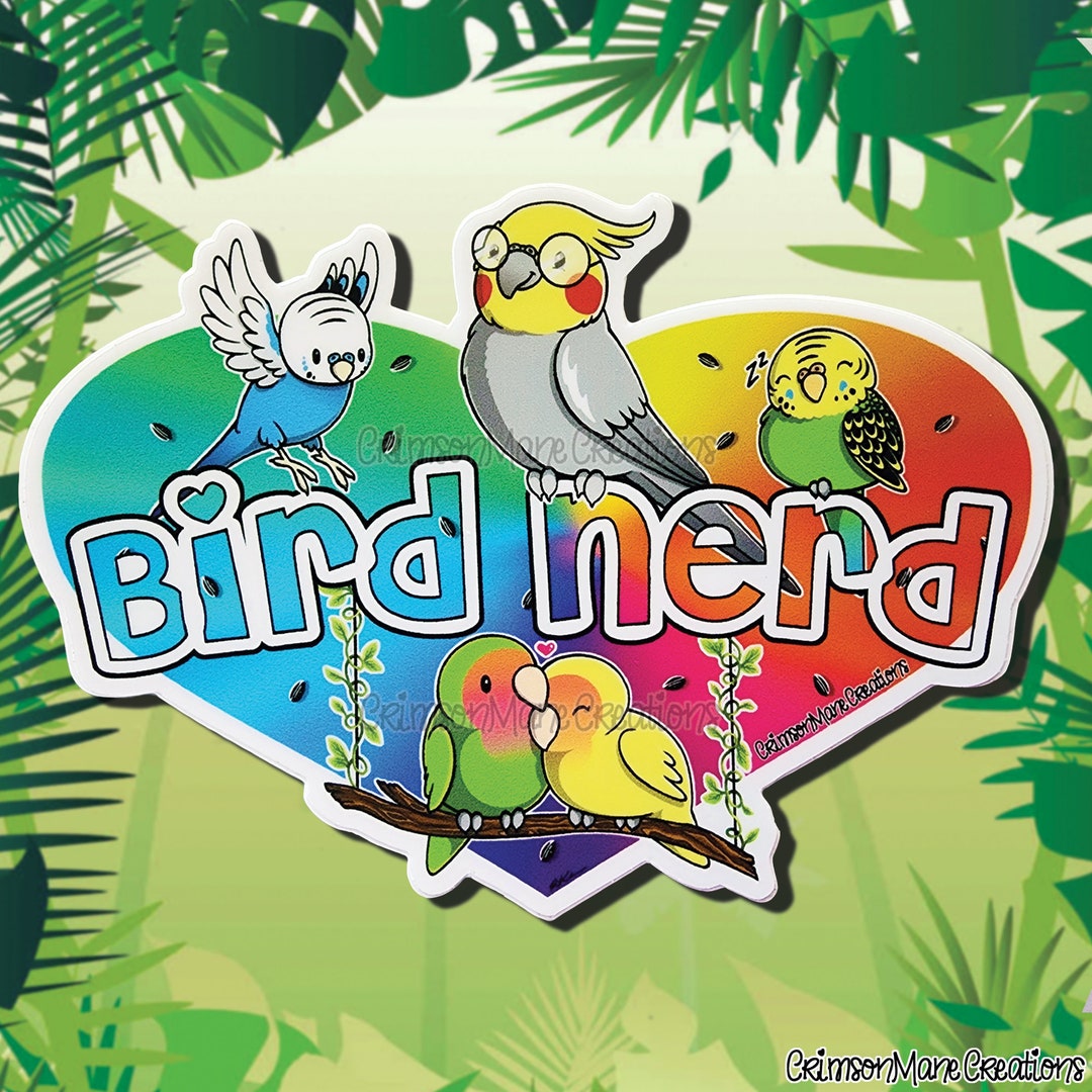 Bird Nerd Vinyl Sticker: Cockatiel, Budgie, Lovebird Parrot Gift ...