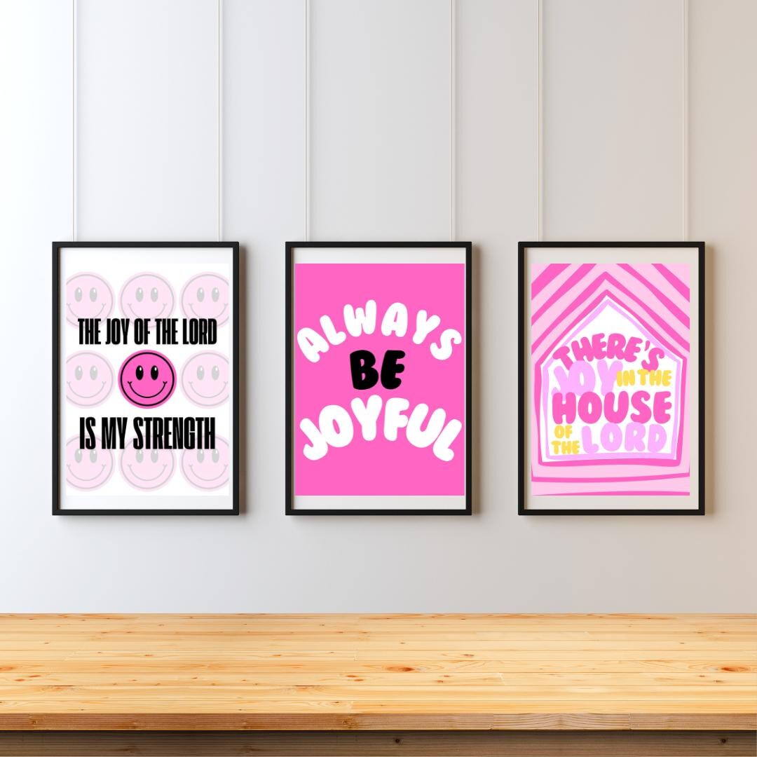 Black and Pink Happy Smiley Face Bible Verse DIGITAL PRINT Vintage ...