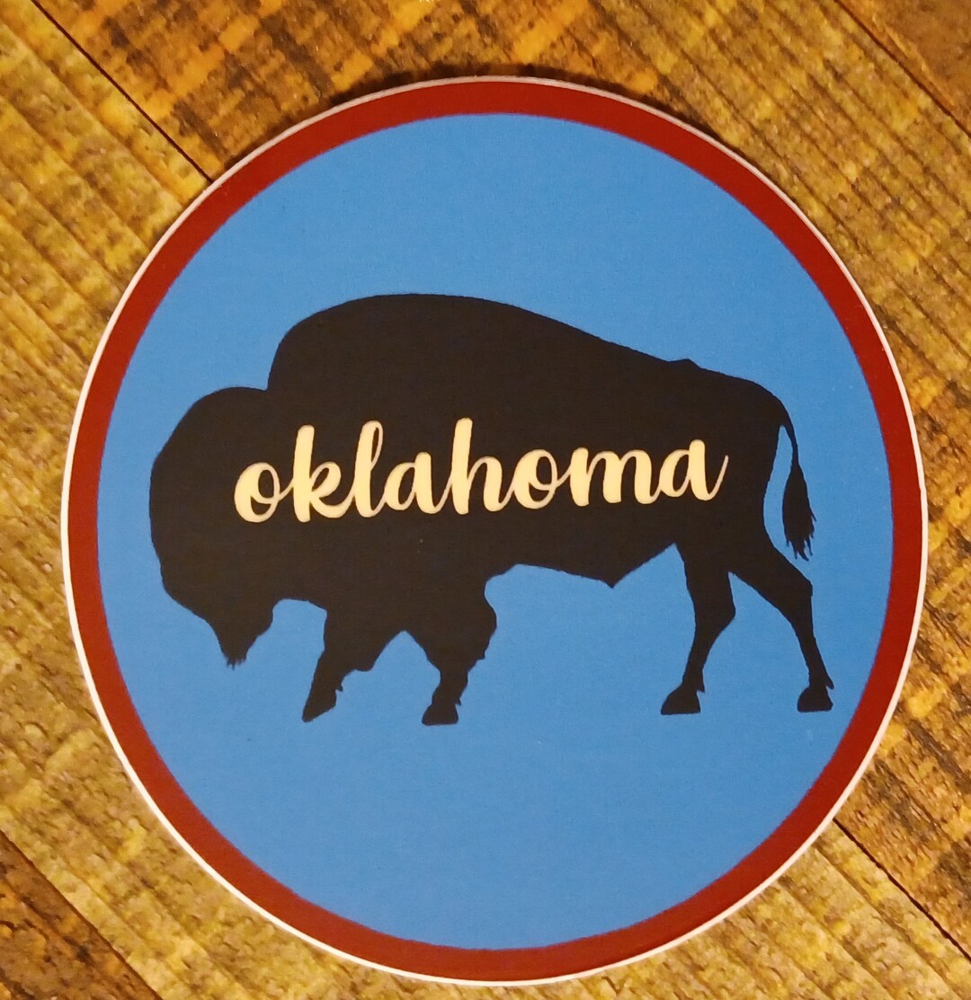 Round Oklahoma Script Bison - Etsy