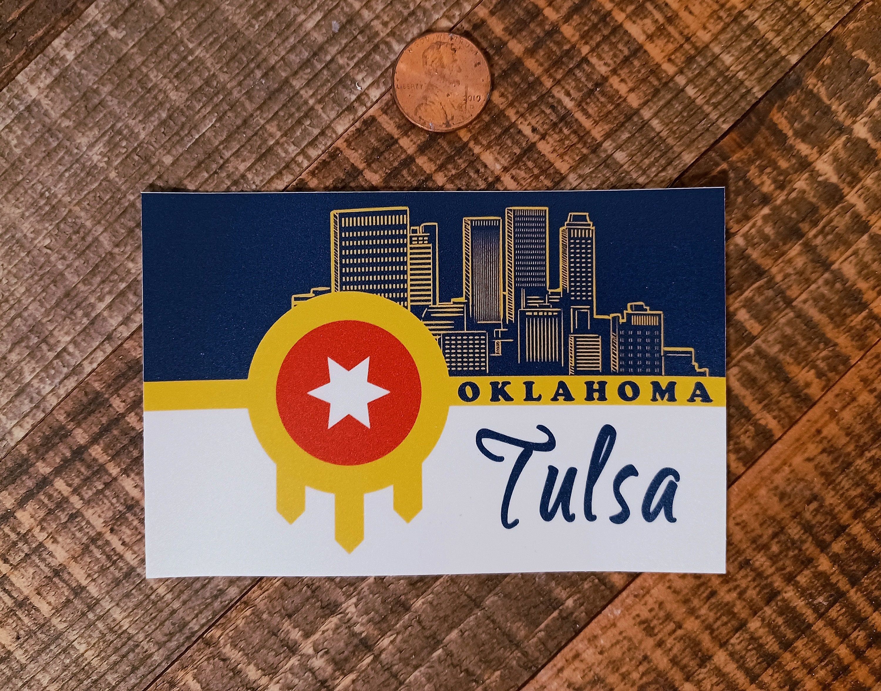 Tulsa Flag Skyline Decal/sticker - Etsy