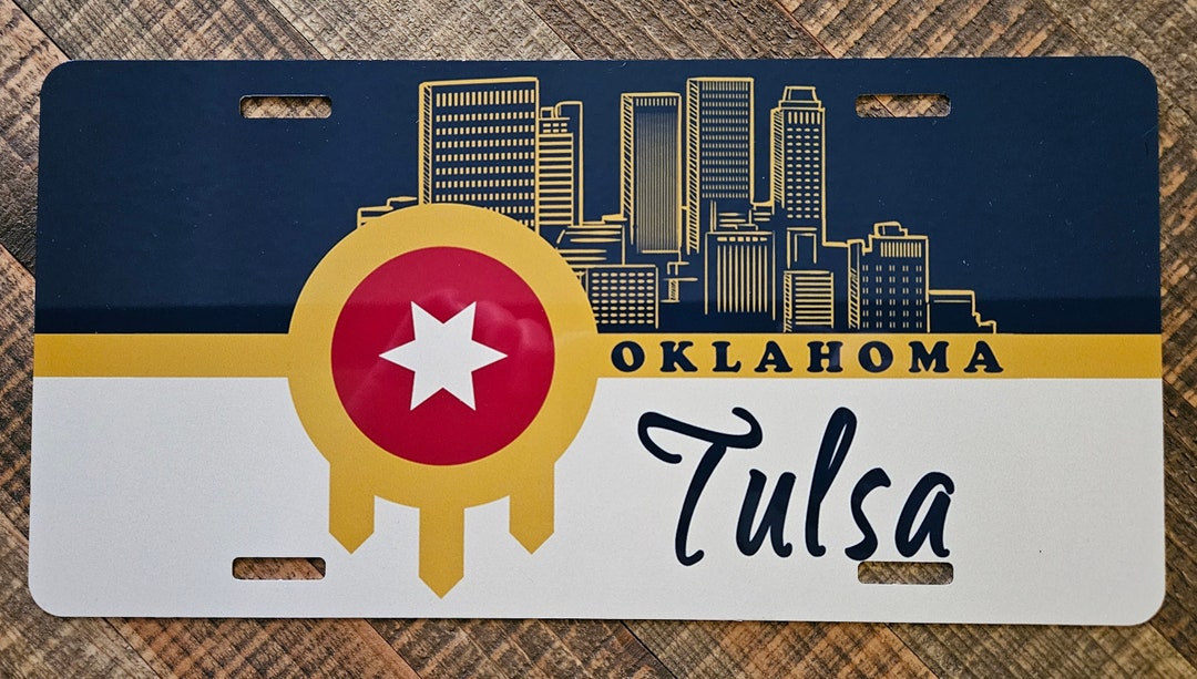 Tulsa Flag Skyline License Plate - Etsy