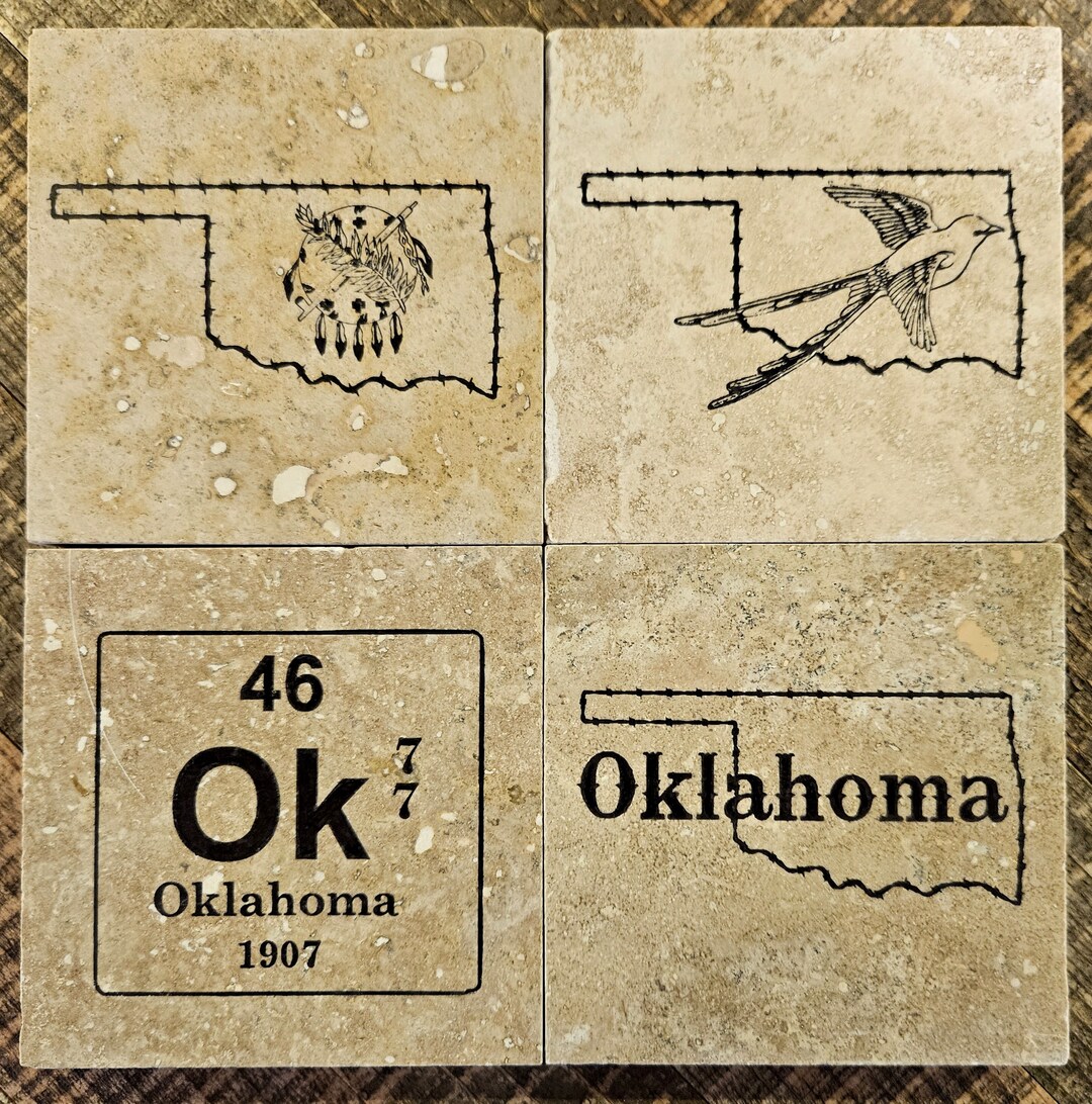 Oklahoma Icons Coasters: Mixed Set of 4 - Etsy