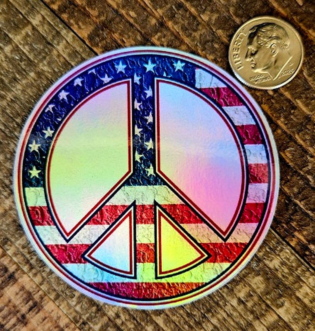 Holographic American Flag Peace Sign Decal/sticker - Etsy