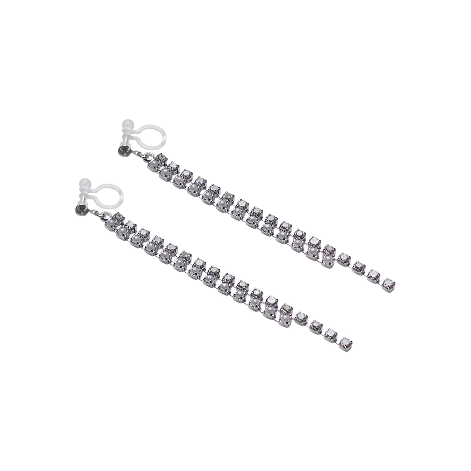 Crystal Chain Invisible Clip on Earrings Dangle, Non Pierced Earrings ...
