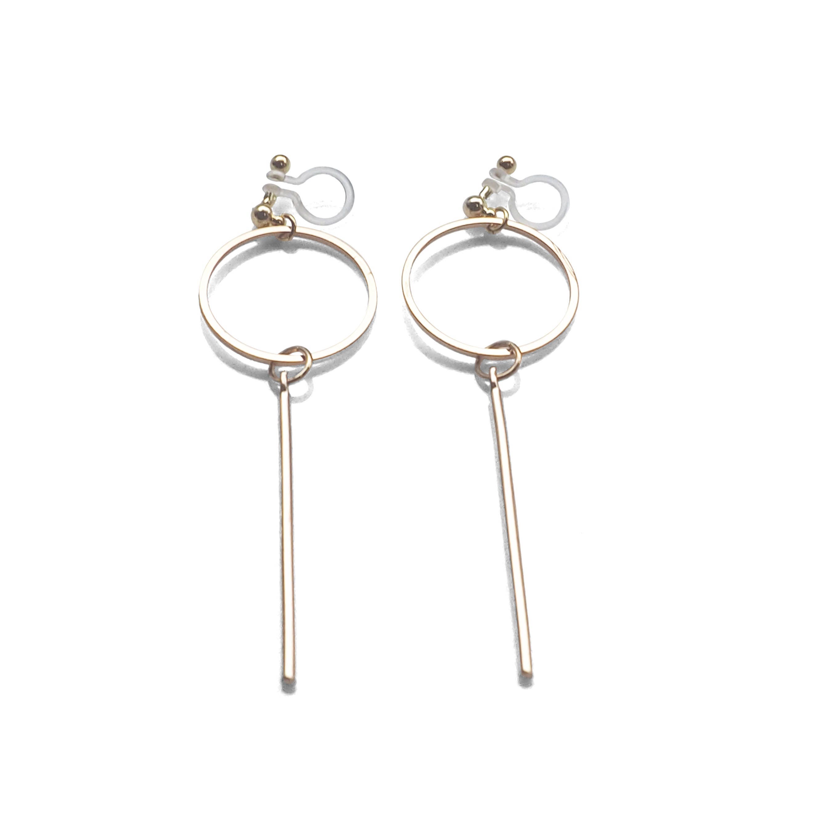 Geometric Dangle Bar Clip on Earrings Gold Clip on Hoop - Etsy UK