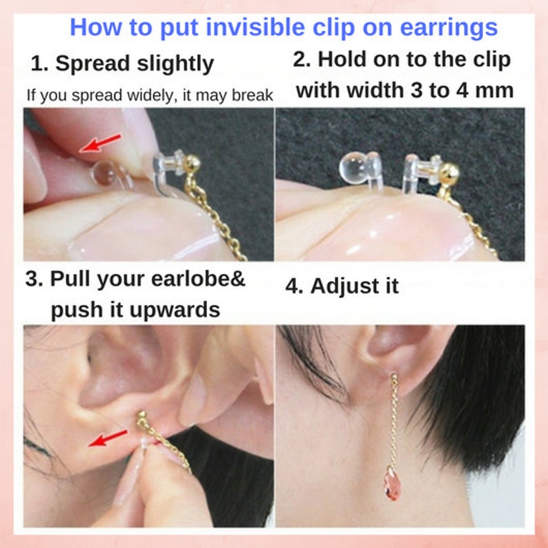 Swarovski Crystal Clip On Earrings Swarovski Wedding Invisible Etsy