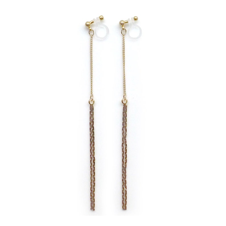 Long Chain Clip on Earrings Dangle. Long Invisible Clip on - Etsy