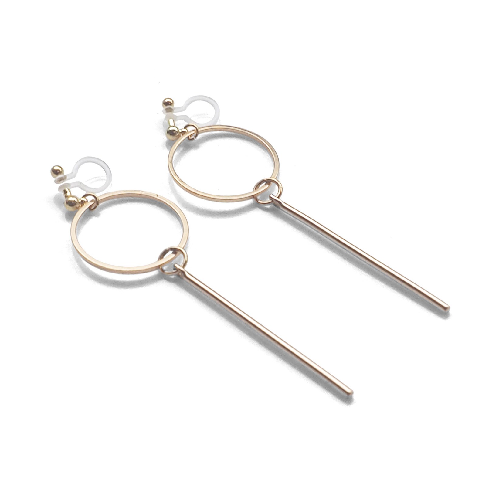 Geometric Dangle Bar Clip on Earrings Gold Clip on Hoop - Etsy UK