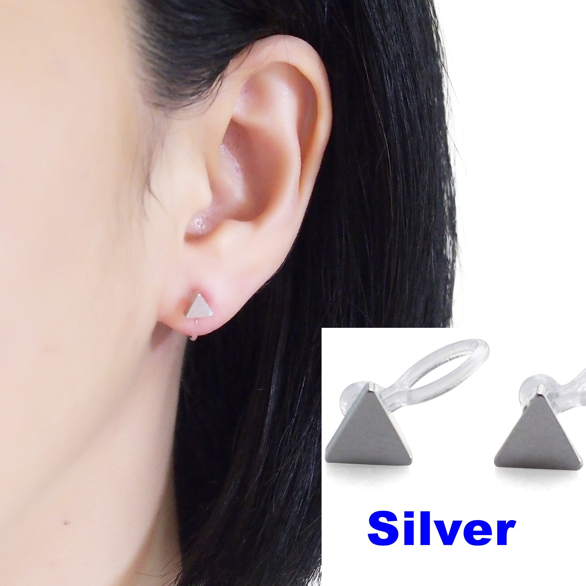 Gold Triangle Invisible Clip On Earrings Geometric Clip On | Etsy