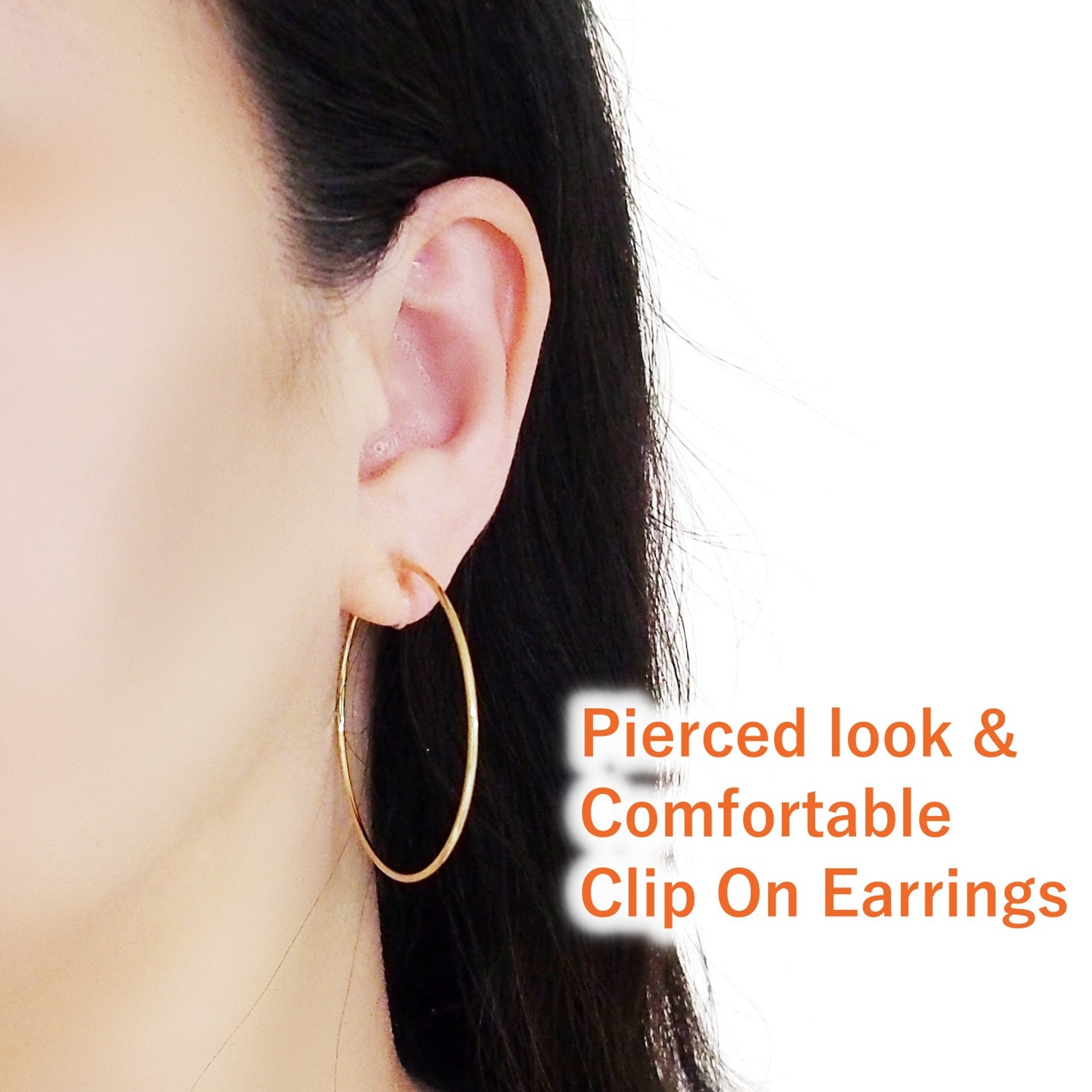 Big 50mm Clip on Hoop Earringsgold Hoop Earringslarge Hoops - Etsy