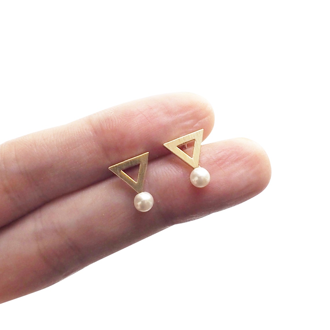 Gold Earrings, Triangle Earrings, Simple Stud Earrings, Minimalist ...