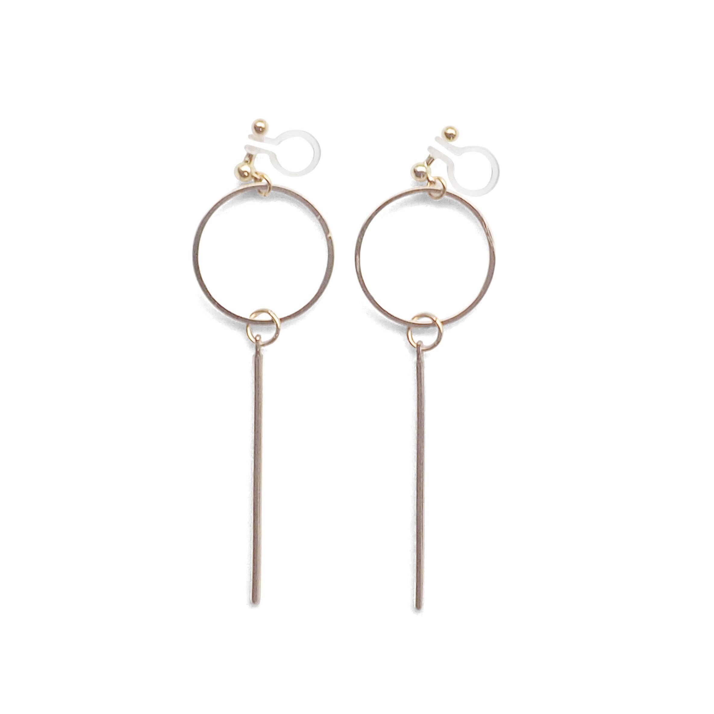 Geometric Dangle Bar Clip on Earrings Gold Clip on Hoop - Etsy UK