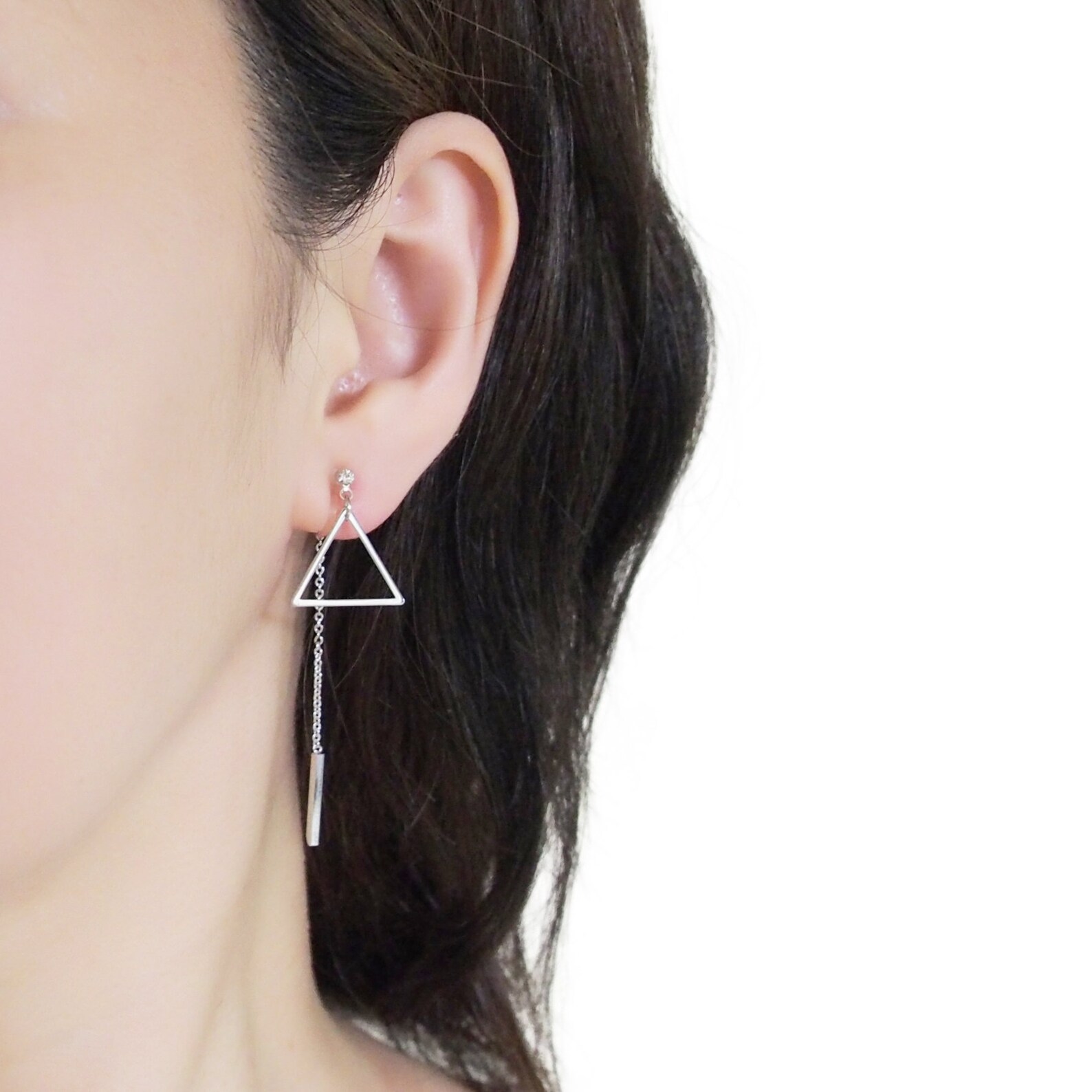 Silver Triangle Clip-on Earrings Double Sided Invisible Clip - Etsy