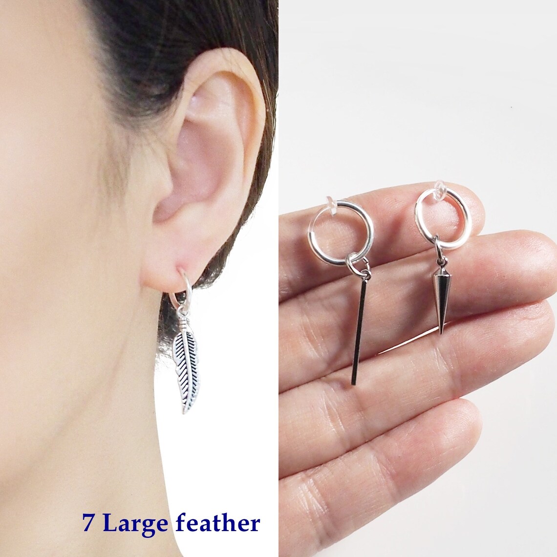Comfortable clip on hoop earrings men's silver clip on | Etsy
