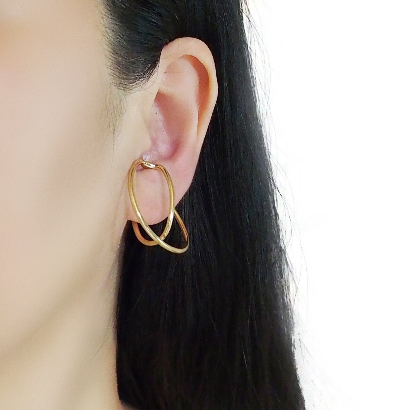 Gold Ear Cuff Earrings Gold Ear Cuffs Double Hoop Clip on | Etsy