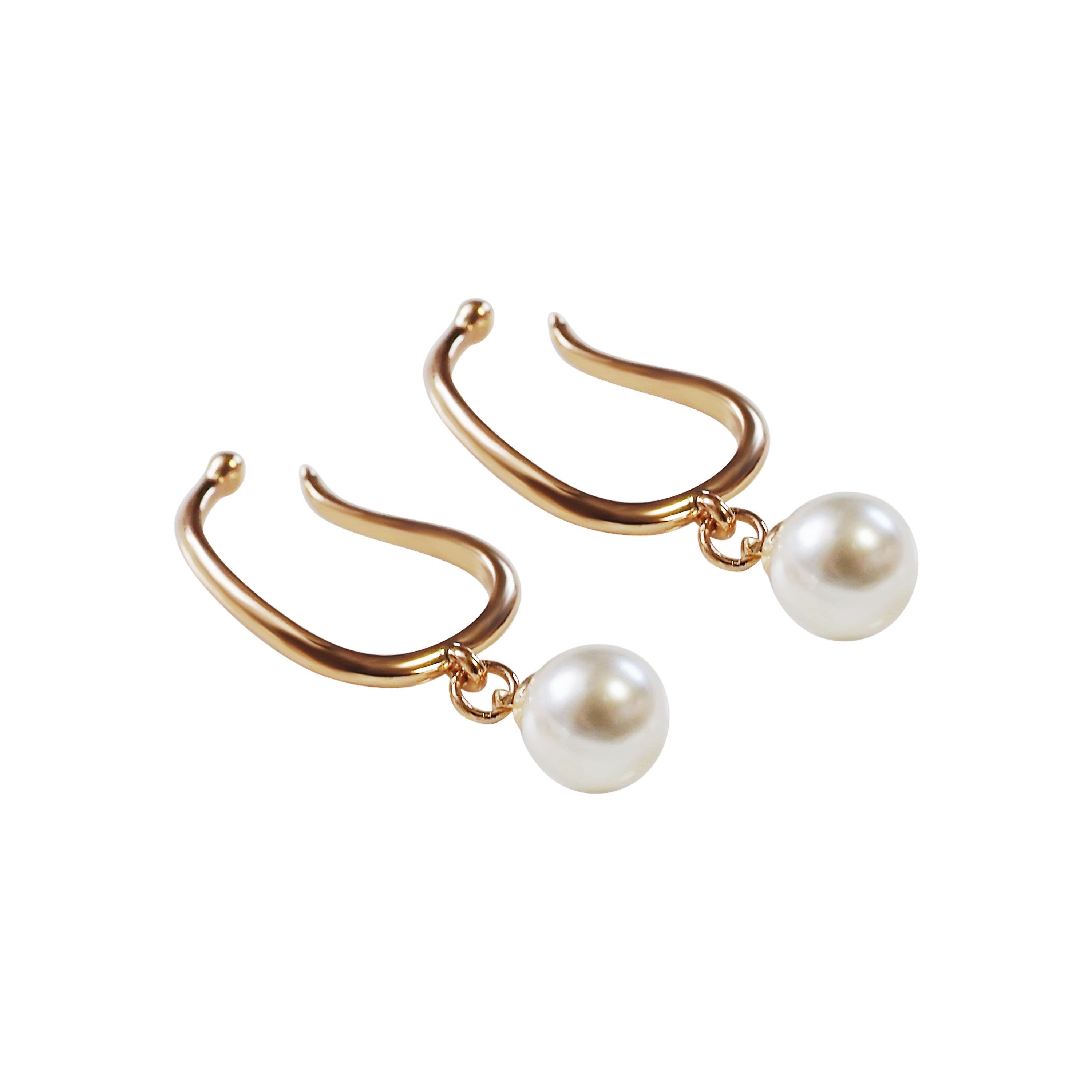 Pearl Cuff Earrings Gold Ear Cuffs Dangle Clip On Earrings | Etsy