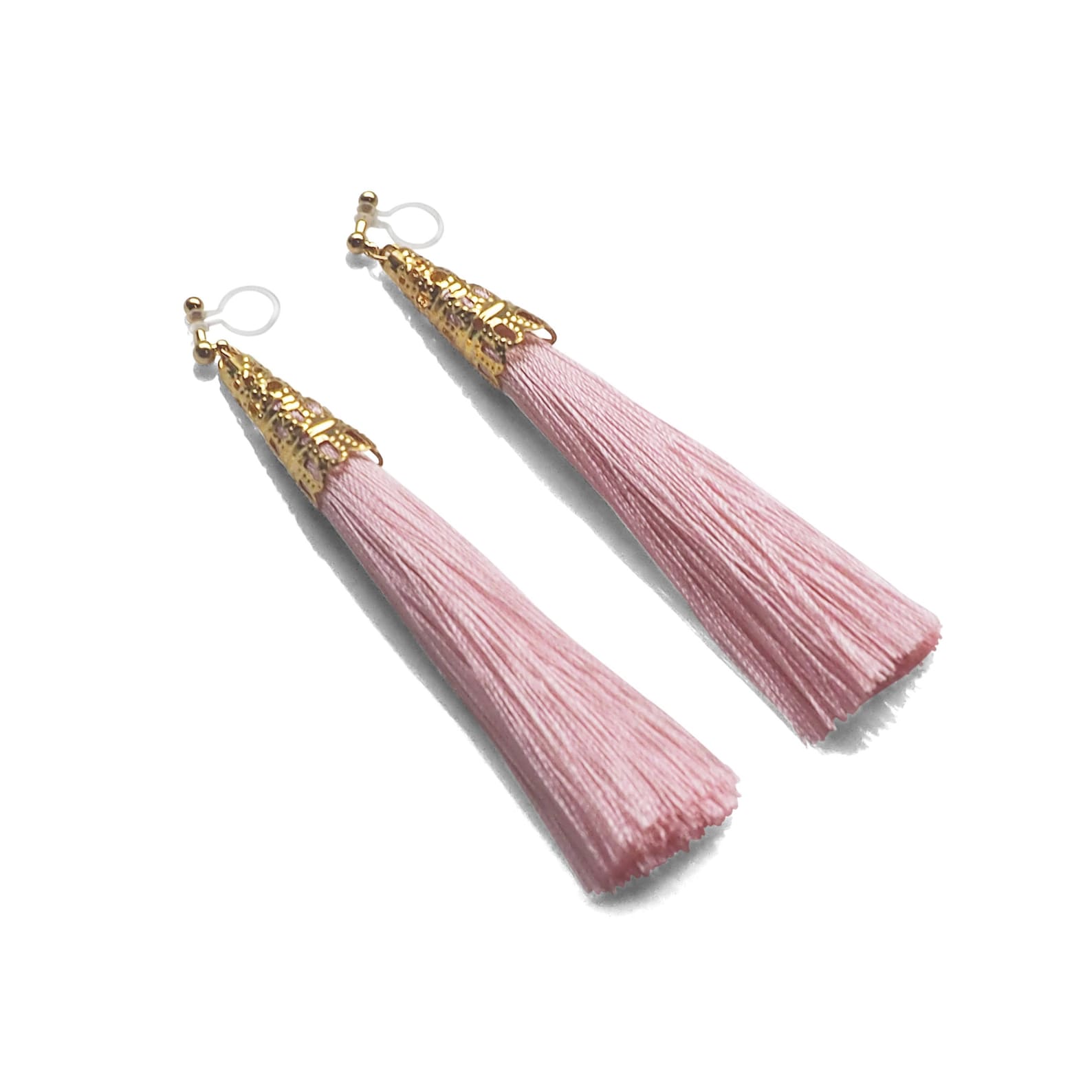 Pink Clip on Earrings Tassel. Fringe Clip on Earrings Dangle. - Etsy