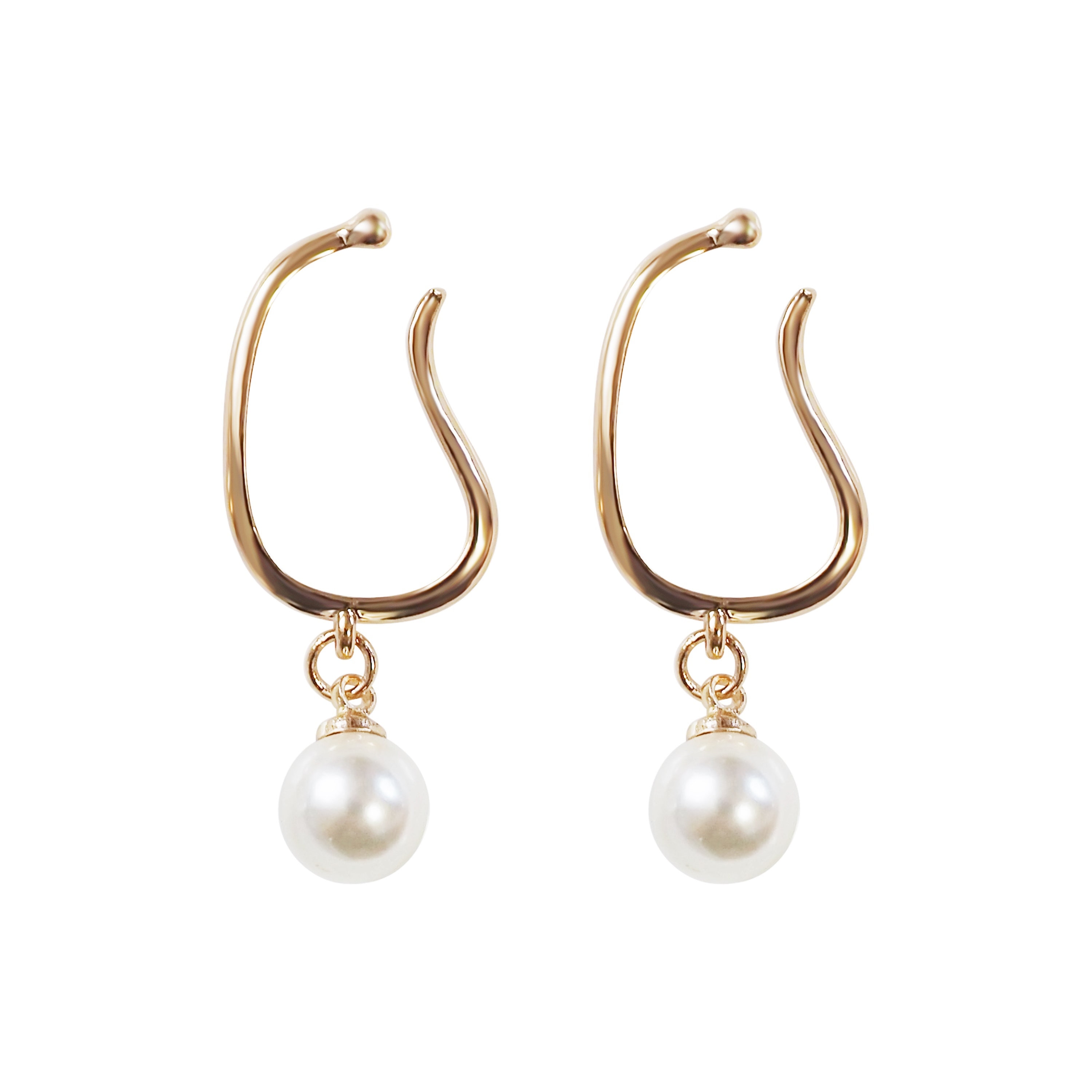 Pearl Cuff Earrings Gold Ear Cuffs Dangle Clip On Earrings | Etsy