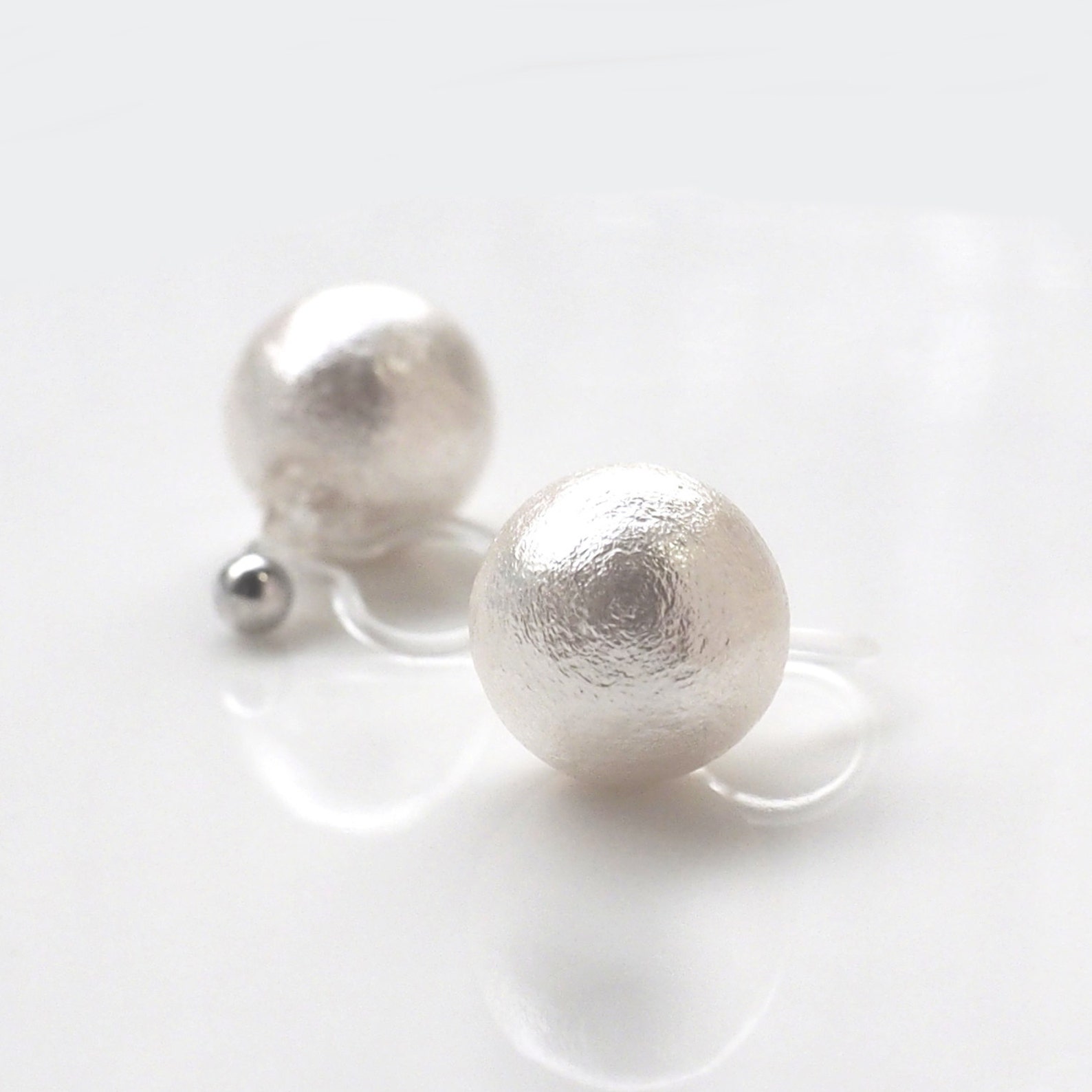 Cotton Pearl Clip on Earringspearl Invisible Clip on | Etsy