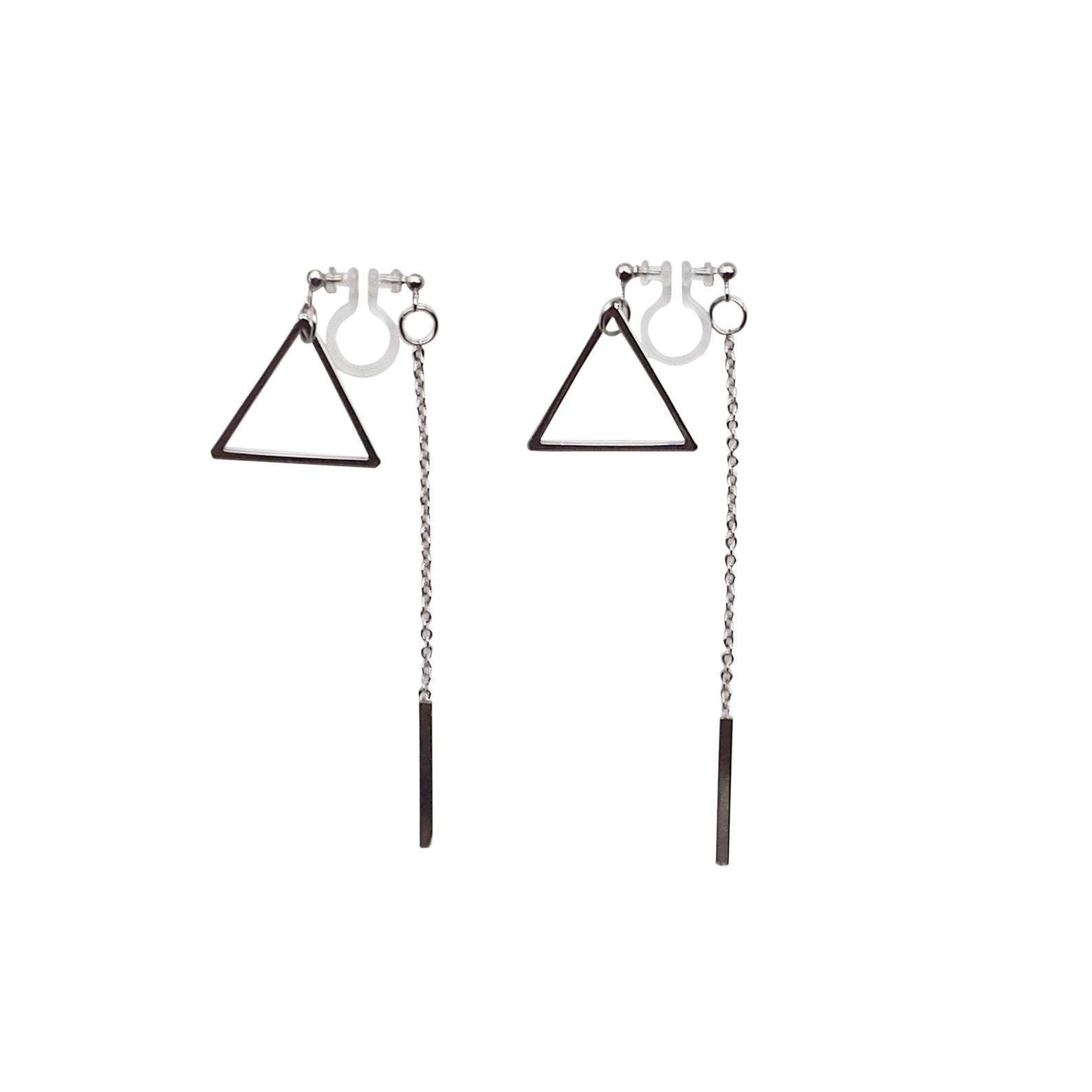 Silver Triangle Clip-on Earrings Double Sided Invisible Clip - Etsy