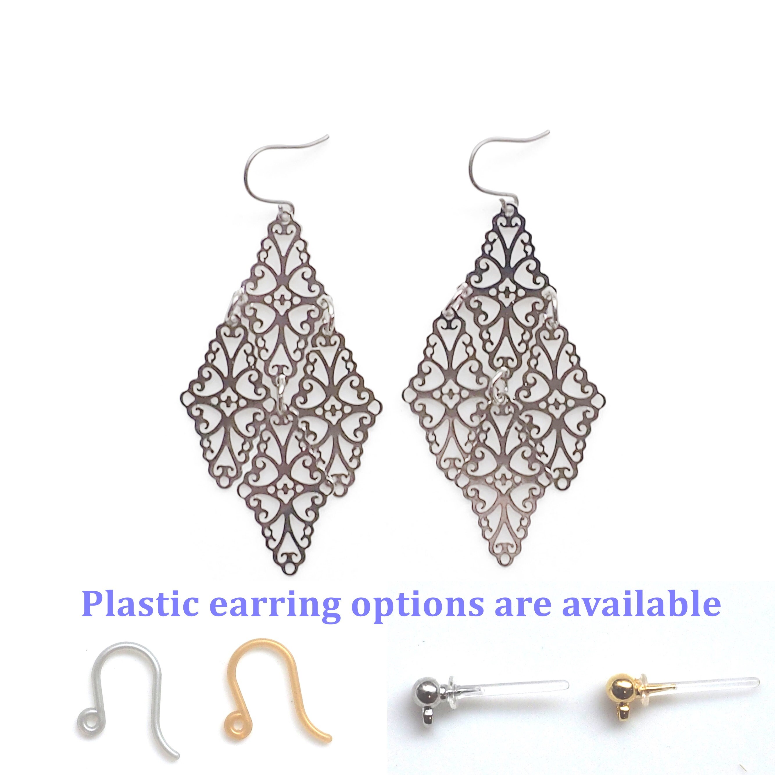 Silver Filigree Plastic Silver Wire Hook Earrings Dangle | Etsy