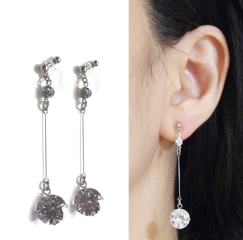 Bridal Cubic Zirconia Clip Earrings Wedding CZ Invisible Clip | Etsy