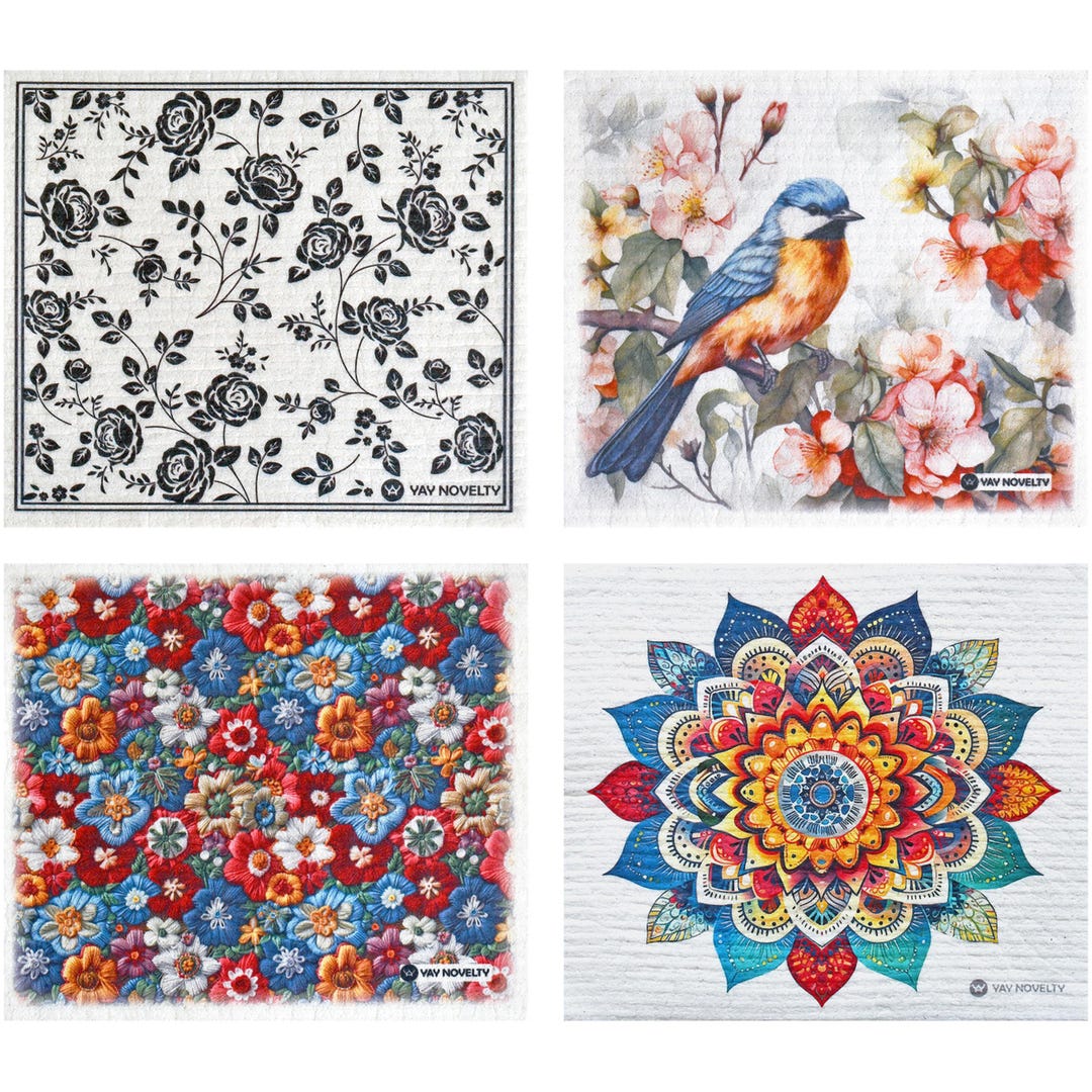 12-PK German Swedish Dishcloths: Ultra-absorbent Cleaning Sponge Cloths ...