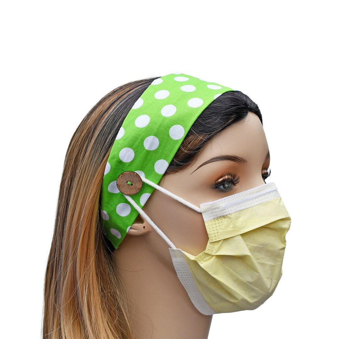 Headbands With Buttons for Face Masks, Headband With Large Designer ...