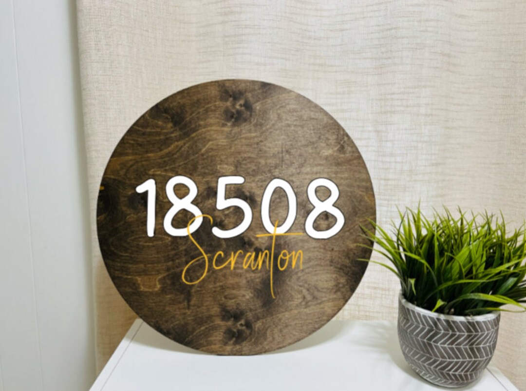 Personalized Zip Code and City Sign, 18" Wooden Birch Sign, Custom Lake ...