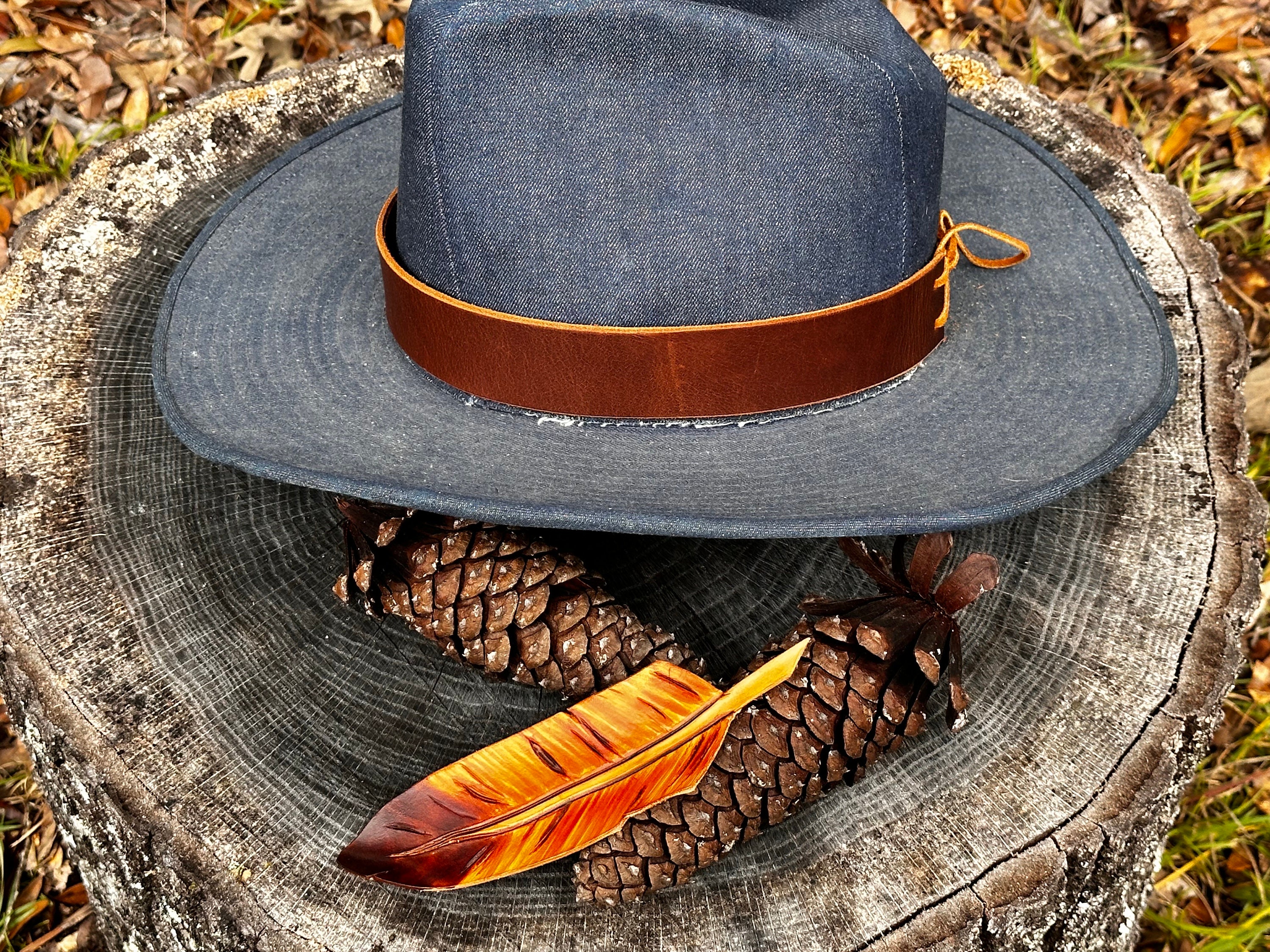 Handmade Leather Hat Band | Hand Carved | Plain | Tooled & Stamped ...