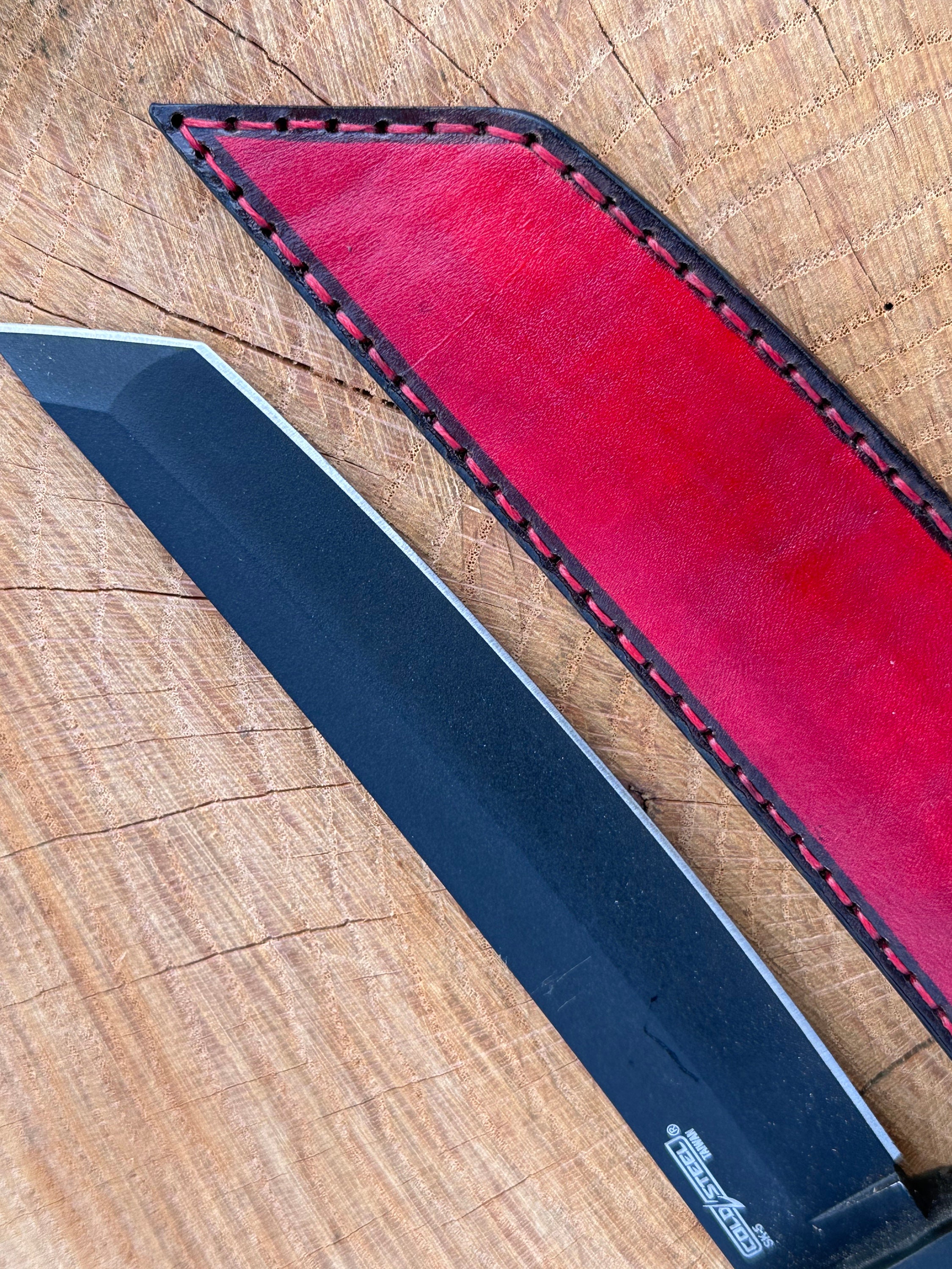Cold Steel Recon Tanto Knife Sheath Leather Custom Red & Black ...