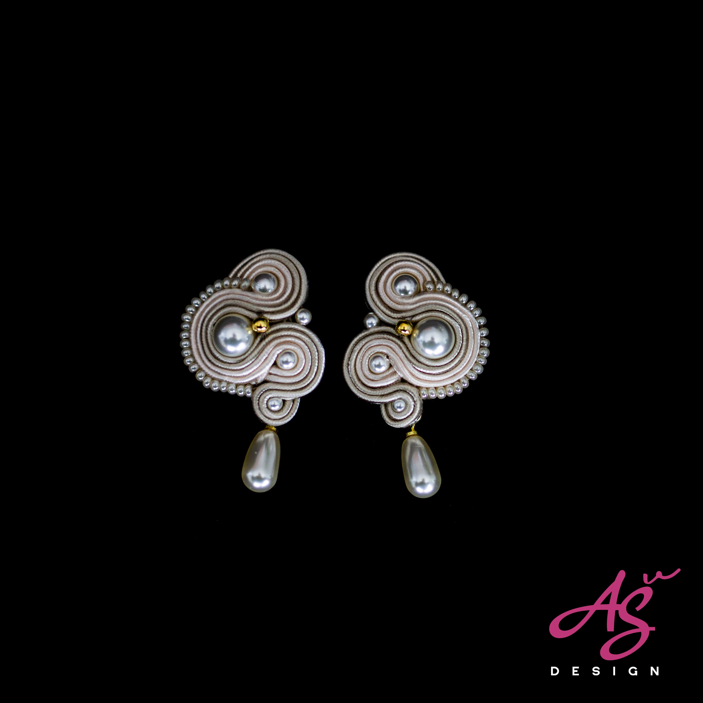 Romantic Bridal Soutache Earrings Ellegant Wedding Pearl - Etsy
