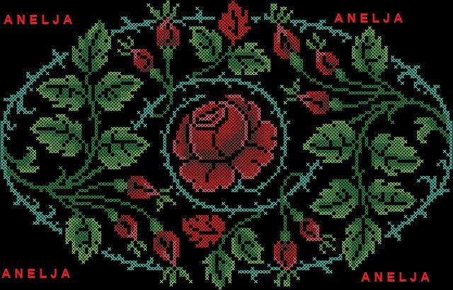 Cross Stitch Diagram Rose Oval crossstitch pattern chart chartrose ...