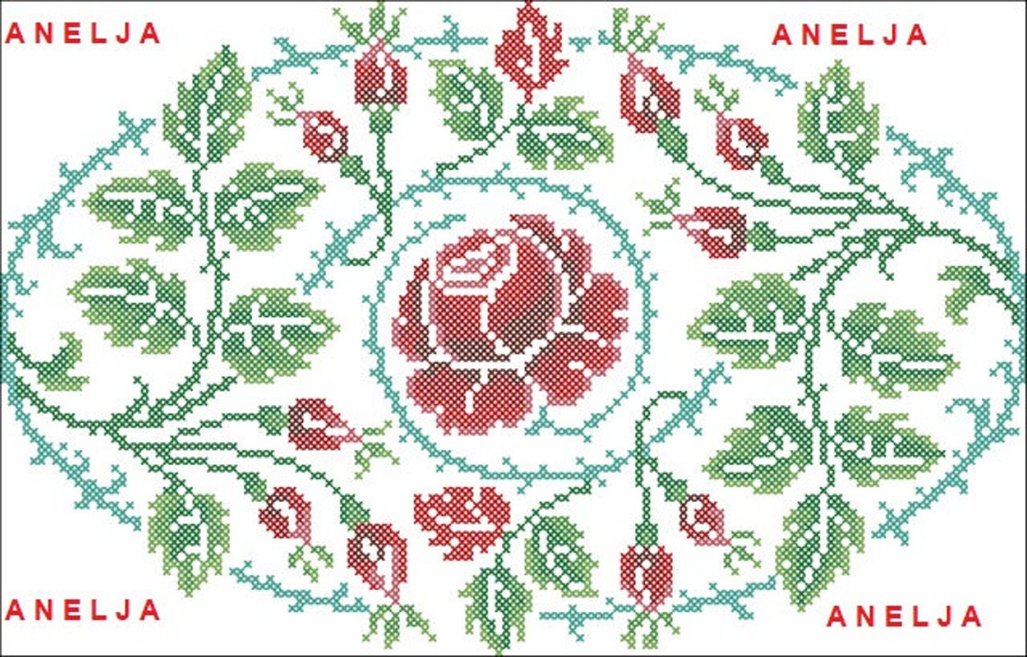 Cross Stitch Diagram Rose Oval crossstitch pattern chart chartrose ...