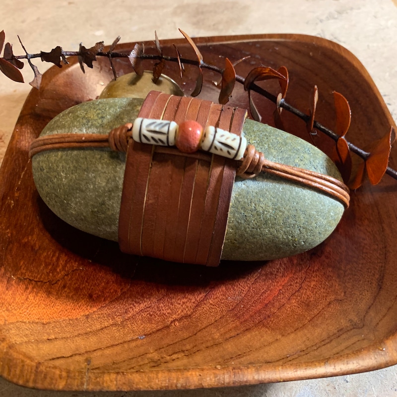 Leather Wrapped Rock - Etsy