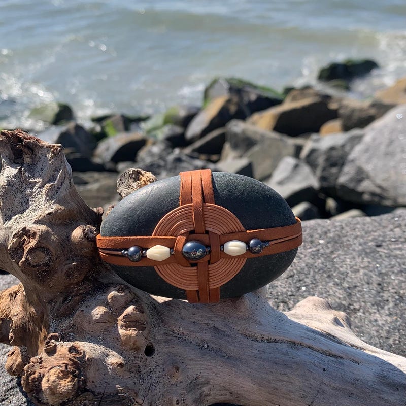 Leather Wrapped Rock - Etsy