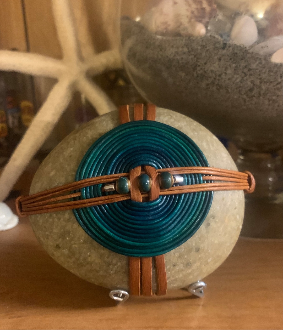 Leather Wrapped Rock, Zen Rock, Large Rock, “balance” Meditation Rock ...