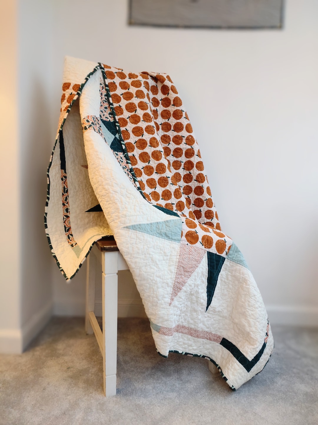 Modern Patchwork Quilt. 'siesta'.organic Cotton. Handmade. Sustainable ...