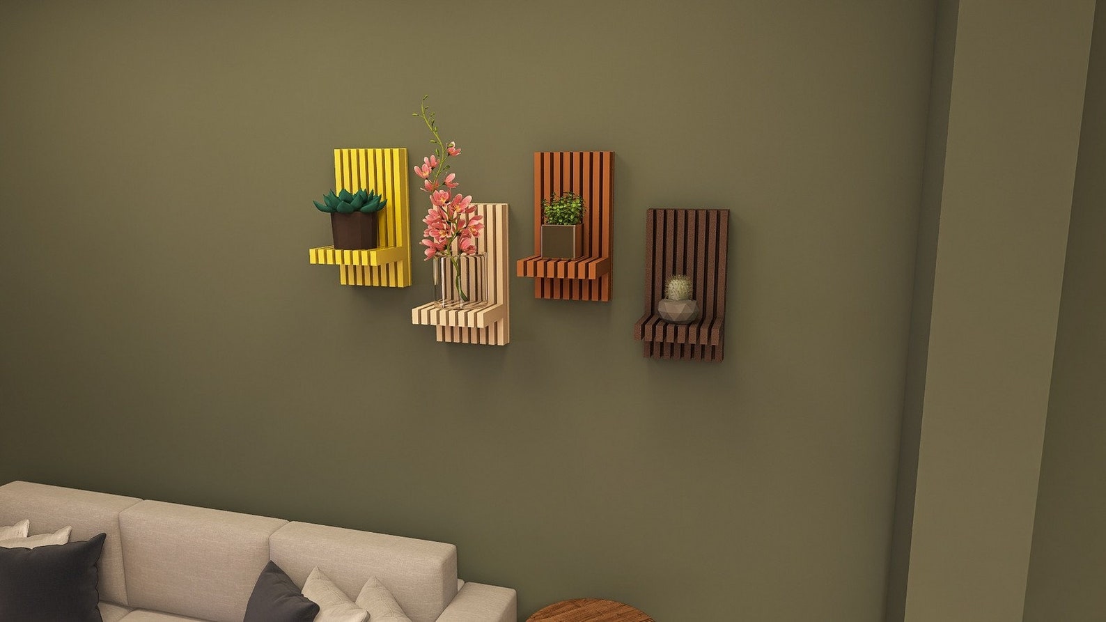 Mid Century Flower Stand, Wall Mounted Flower Stand, Parametric Flower ...