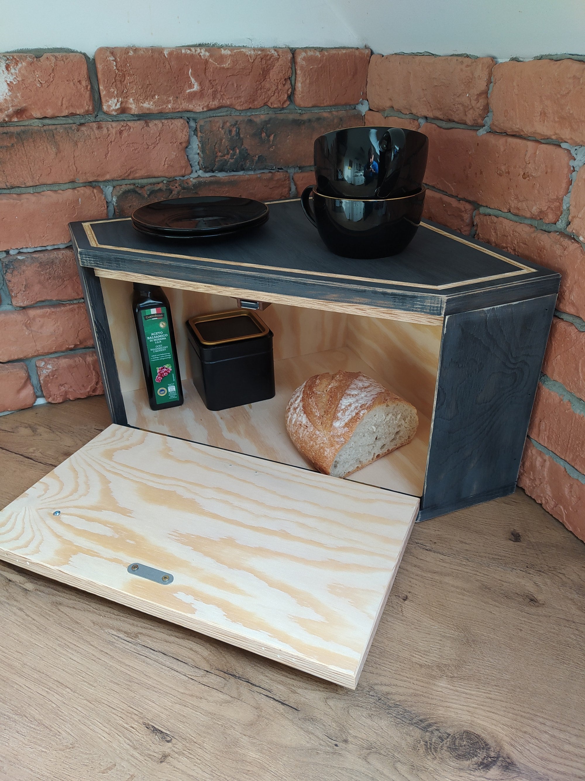 Corner Farmhouse Breadbox Hells Kitchen Cupboard Bread Box in - Etsy