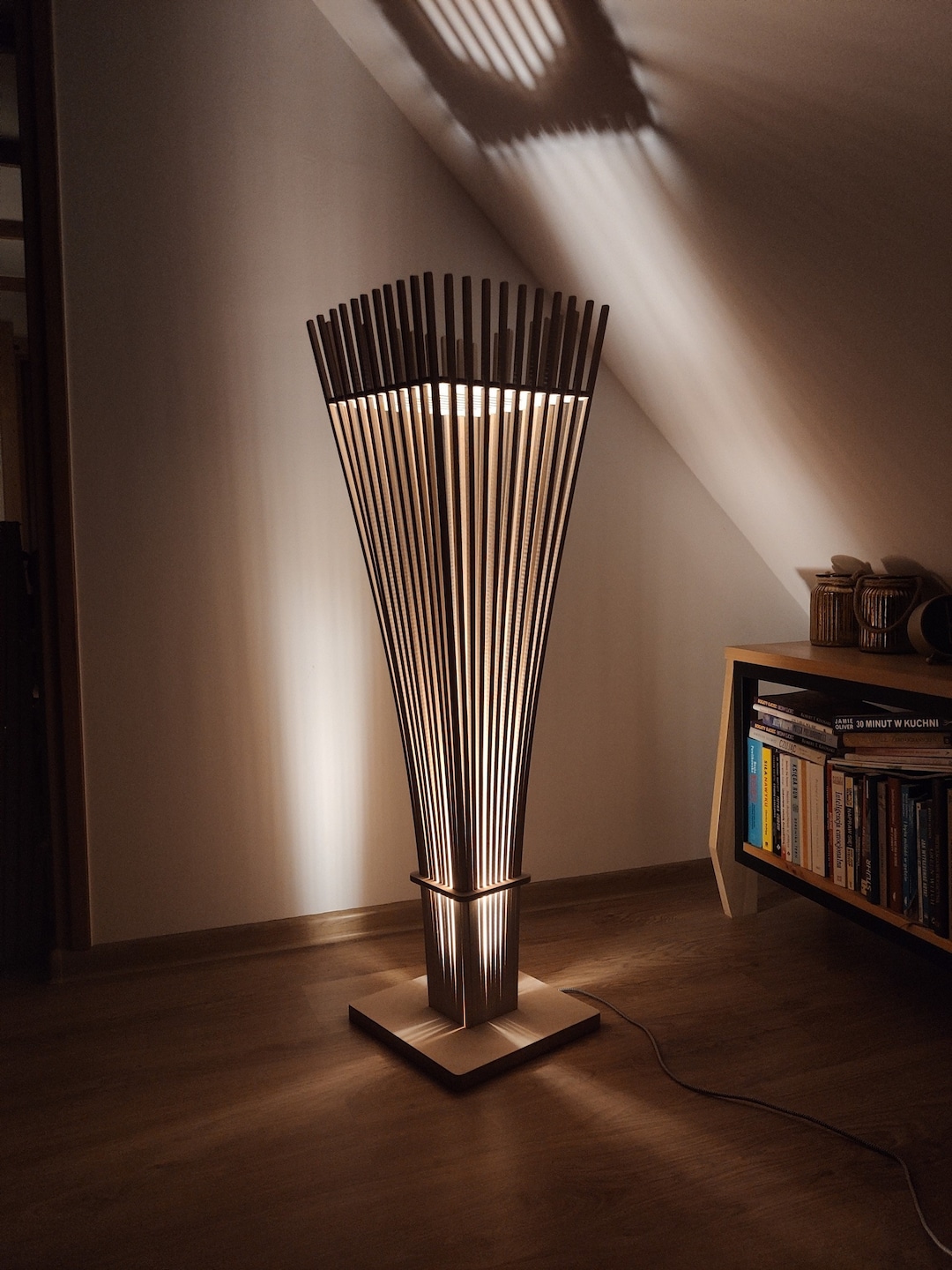Wooden Floor Lamp, Large Standing Lamp, Atmospheric Lamp for the Living ...