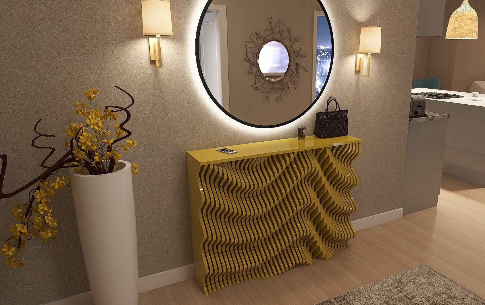 Entryway Modern Yellow Console Table, Modern Home Console, Large and ...