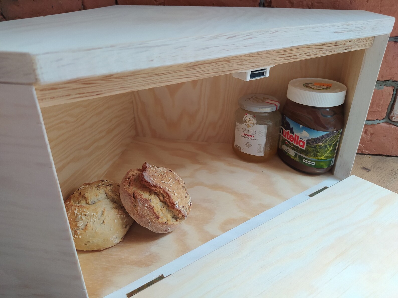 Corner Farmhouse Breadbox With a Folk Pattern, Corner Breadbox, Kitchen Corner, Wood Bread Box ...