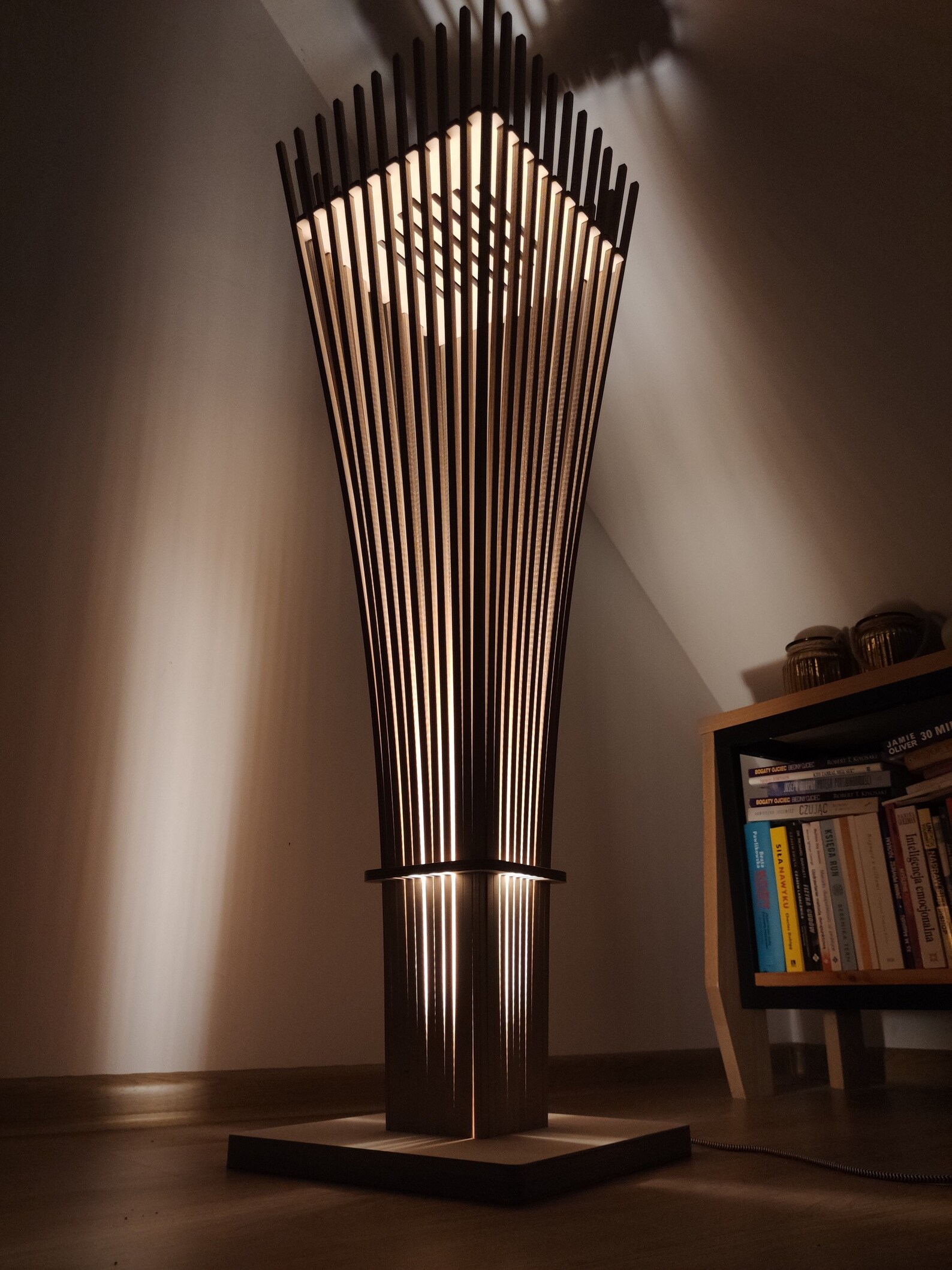 Wooden Floor Lamp, Large Standing Lamp, Atmospheric Lamp for the Living ...