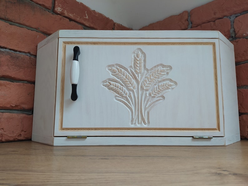 Corner Farmhouse Breadbox in Grey Cupboard Bread Box in - Etsy