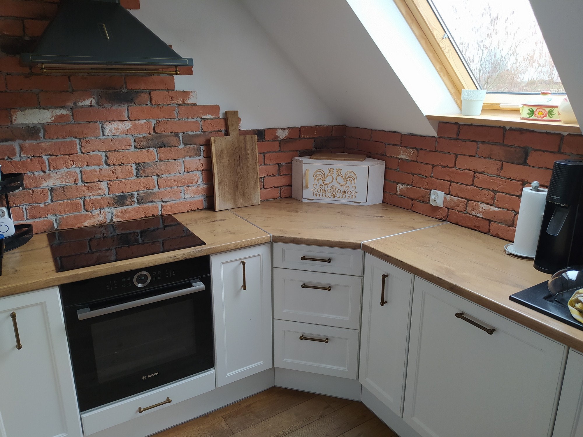Corner Farmhouse Breadbox With a Folk Pattern, Corner Breadbox, Kitchen ...