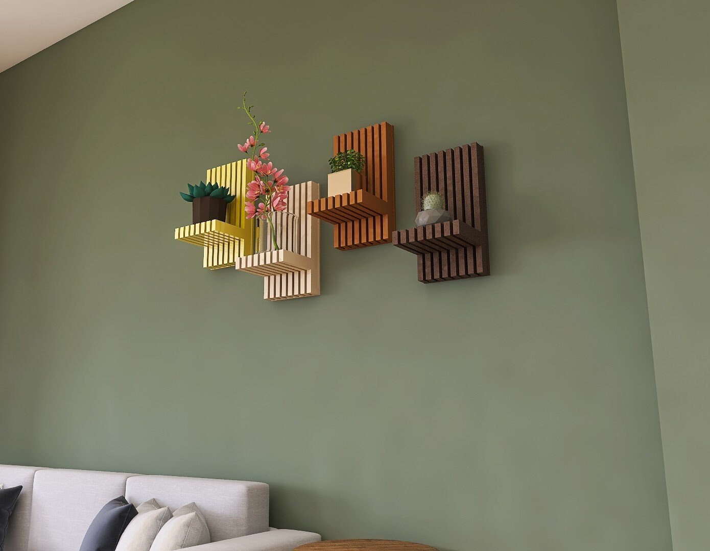 Mid Century Flower Stand, Wall Mounted Flower Stand, Parametric Flower ...