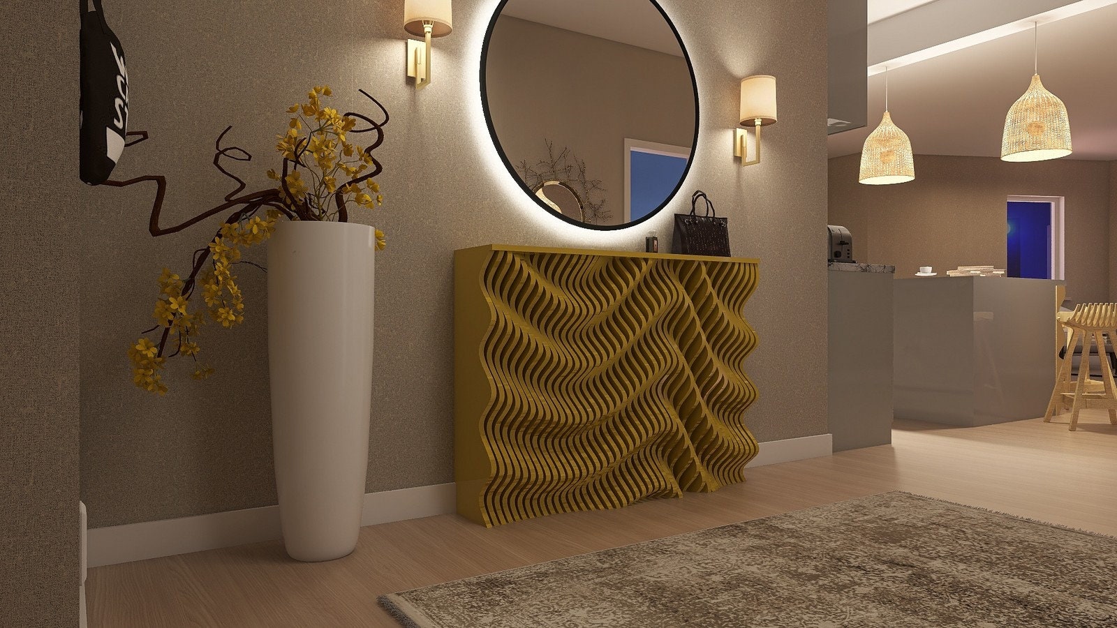 Entryway Modern Yellow Console Table, Modern Home Console, Large and ...