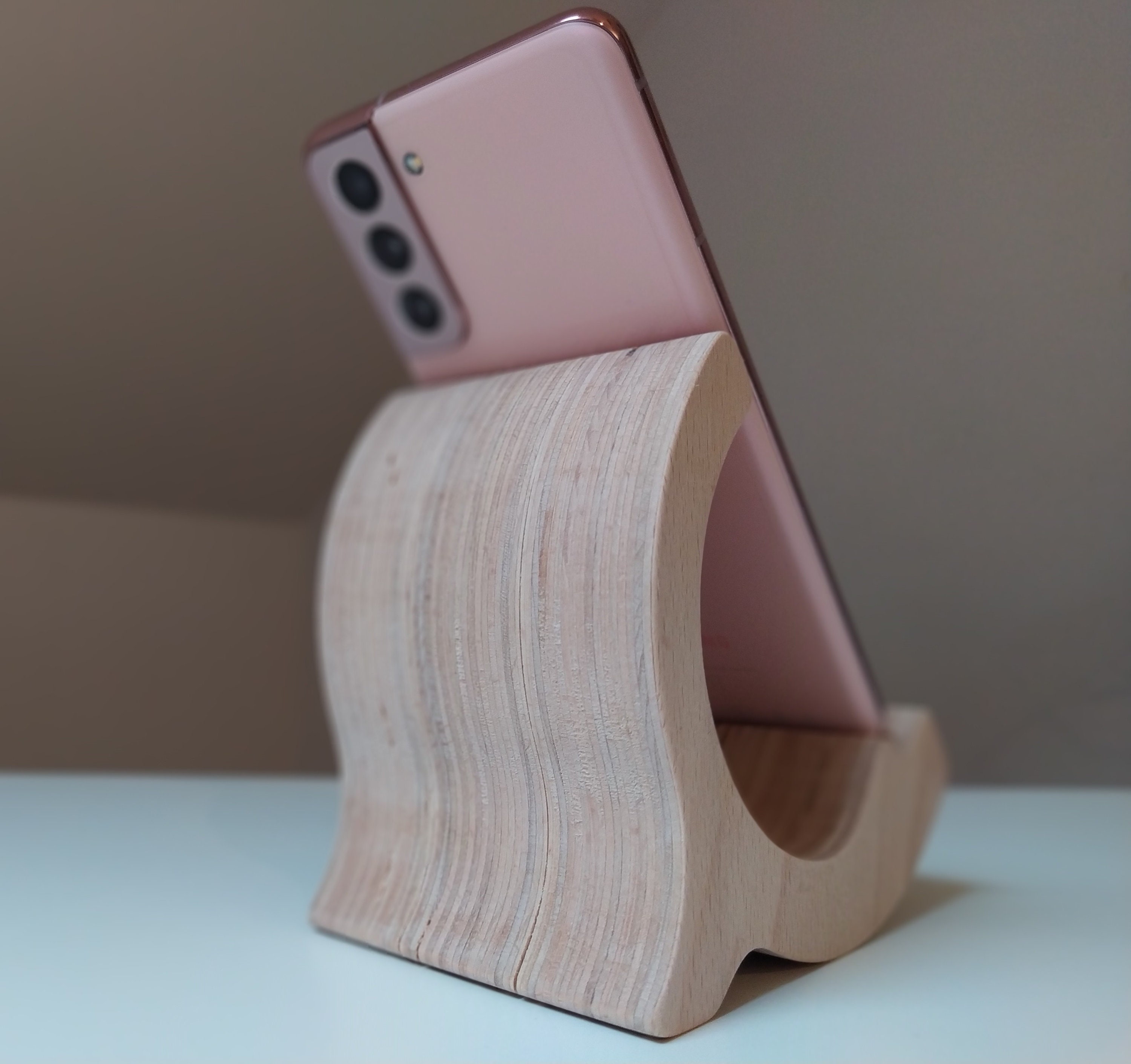 Phone Stand, Phone Holder Made With Recycled Wood, 3D Design, Office ...