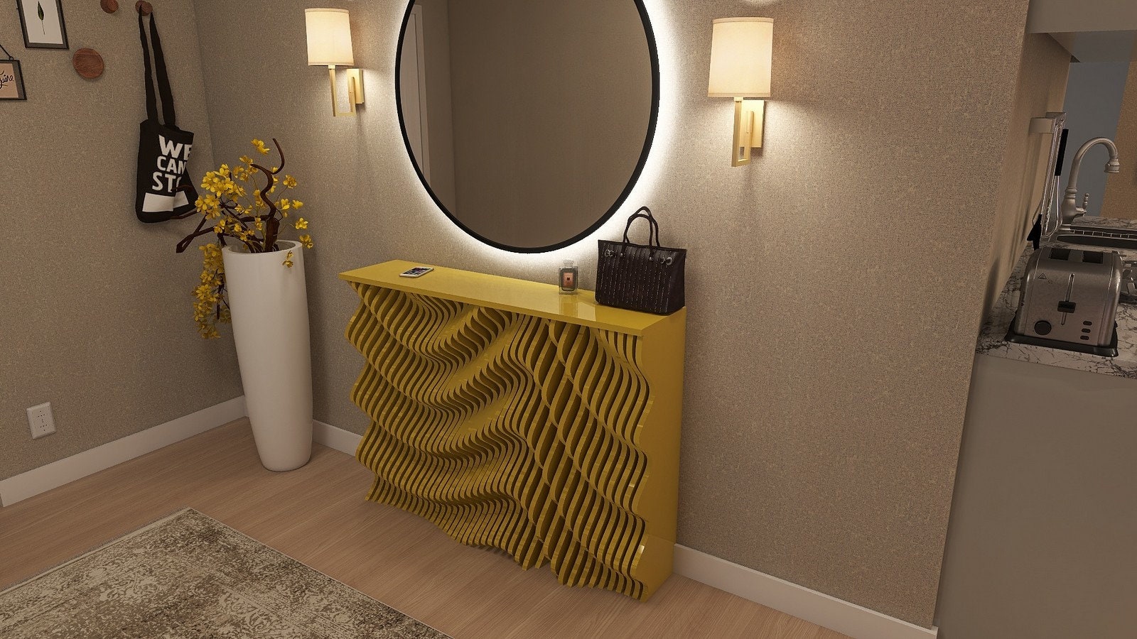 Entryway Modern Yellow Console Table, Modern Home Console, Large and ...